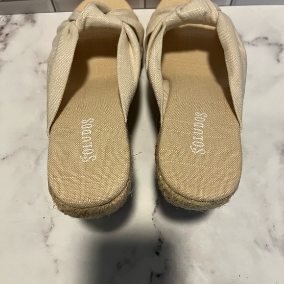 Soludos | Shoes | Soludos Size95 Women Knotted Wedge Linen Blush ...
